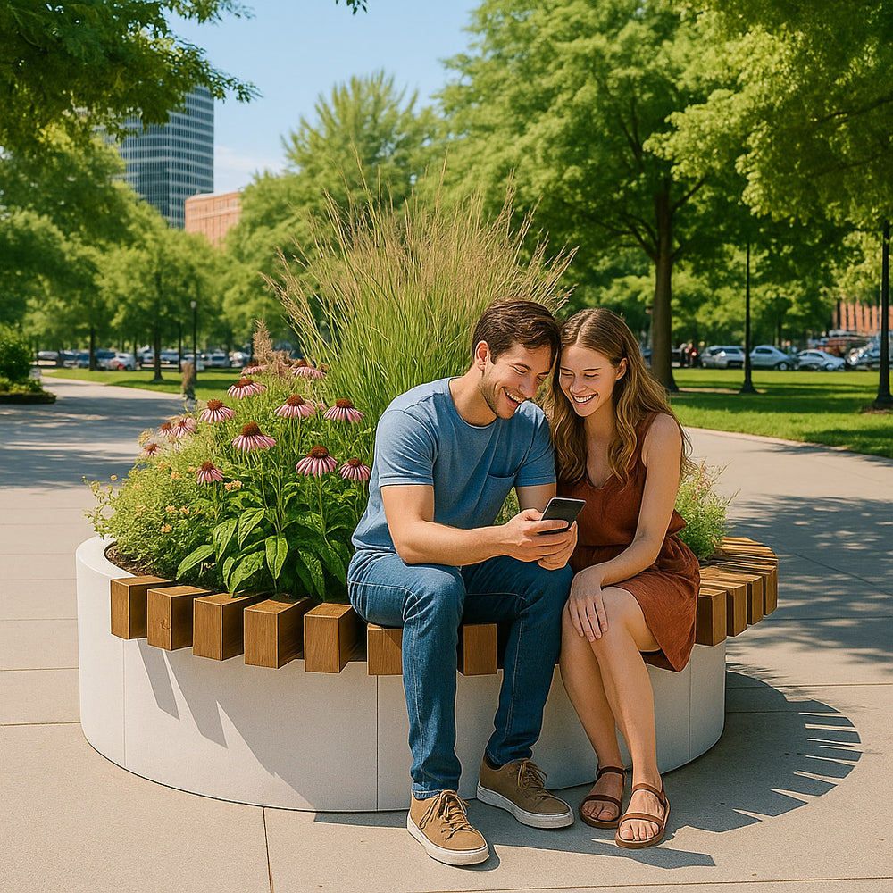 Timber Circular Planter Bench with Enviro-Wood Slats