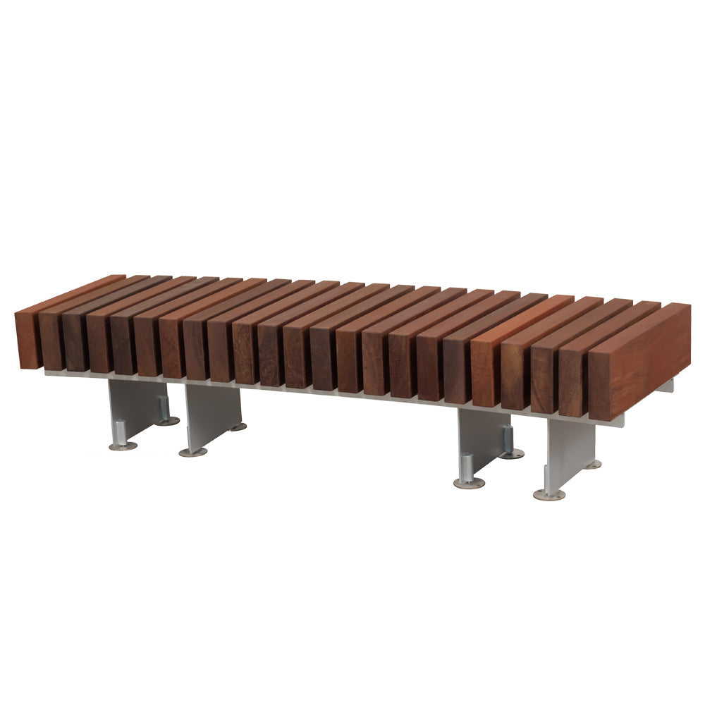 76" Timber Curved Backless Bench, Tropical Hardwood Slats - Hauser Site ...